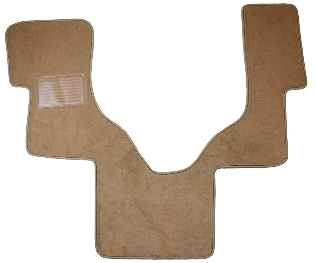 Auto Mat Store One-Piece Front Carpet Floor Mat with Serge Edges and Heel Pad Compatible with Ford E-Series/Econoline Vans (Beige/Tan)