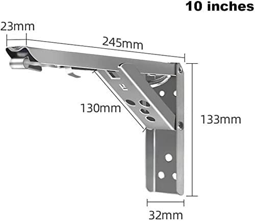 BITNAT Shelf Brackets Wall Shelves 2 Pcs Folding Shelf Bracket,Stainless Steel Triangular Folding Support Frame/Heavy Duty Wall Storage Bracket,L Brackets for DIY Various Space-Saving Work Bench,10"
