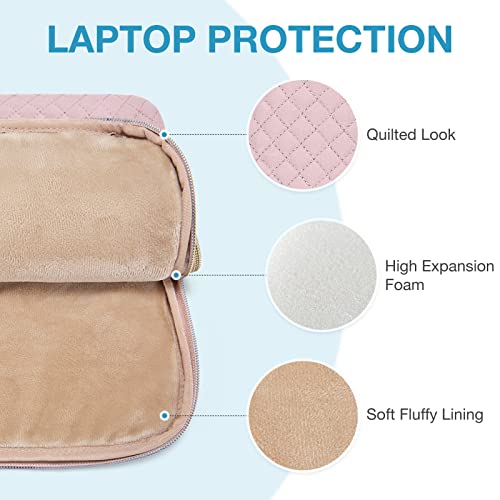 BAGSMART Protective Sleeve case Compatible with MacBook Pro 16 Inch,15.6 inch, HP,Dell,Acer Aspire,Asus Notebook,Laptop with Shoulder Strap,Pocket,Handle,Pink