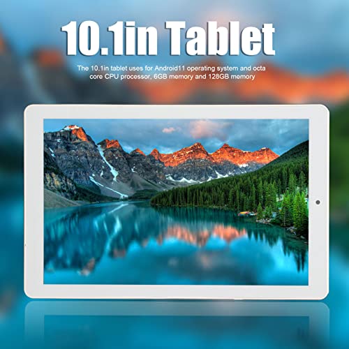 BUUA HD Tablet, Rear 13MP Octa Cores Silvery Front 5MP 10.1in Tablet for Business (US Plug)