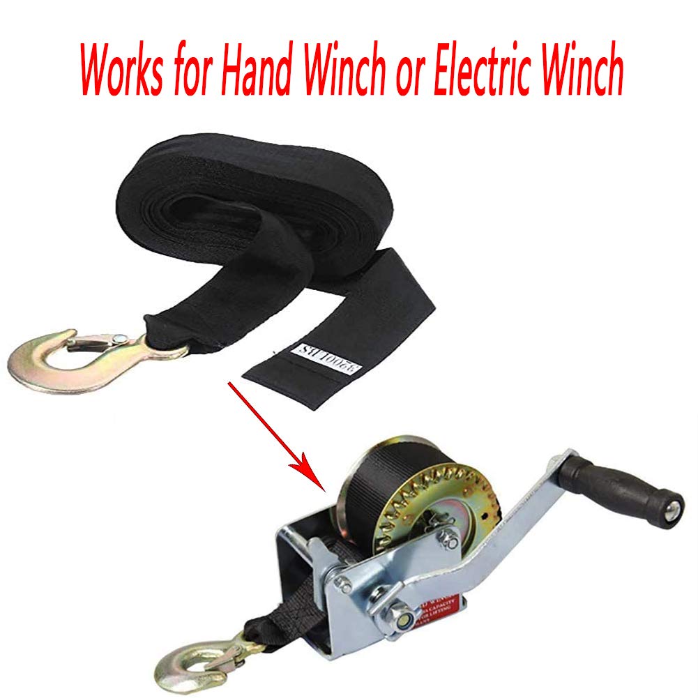 Boat Winch Strap with Hook,Trailer Winch Strap,Boat Trailer Parts and Accessories for Boat/Jet Ski/Wave Runner/Towing/Car Trailer,8M x 2'' and Up to 3200 lbs