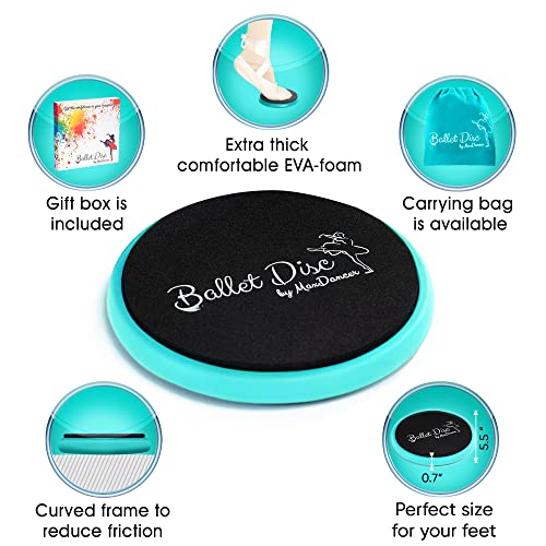 Ballet Turning Disc for Dancers, Gymnastics and Ice Skaters. Portable Turn Board for Dancing on Releve. Make Your Turns, Pirouette and Balance Better (Sky blue)
