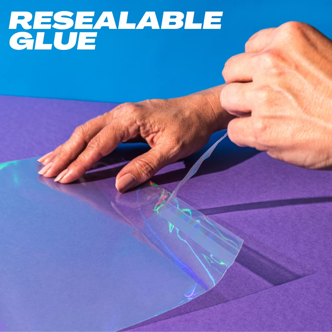 BRONKS - 14" X 20" (100 Pack) Holographic Clear Resealable Cellophane Bags with Suffocation Warning - Fits 14x20 clothing, Photos, Prints, Documents - Self Seal (Iridescent)