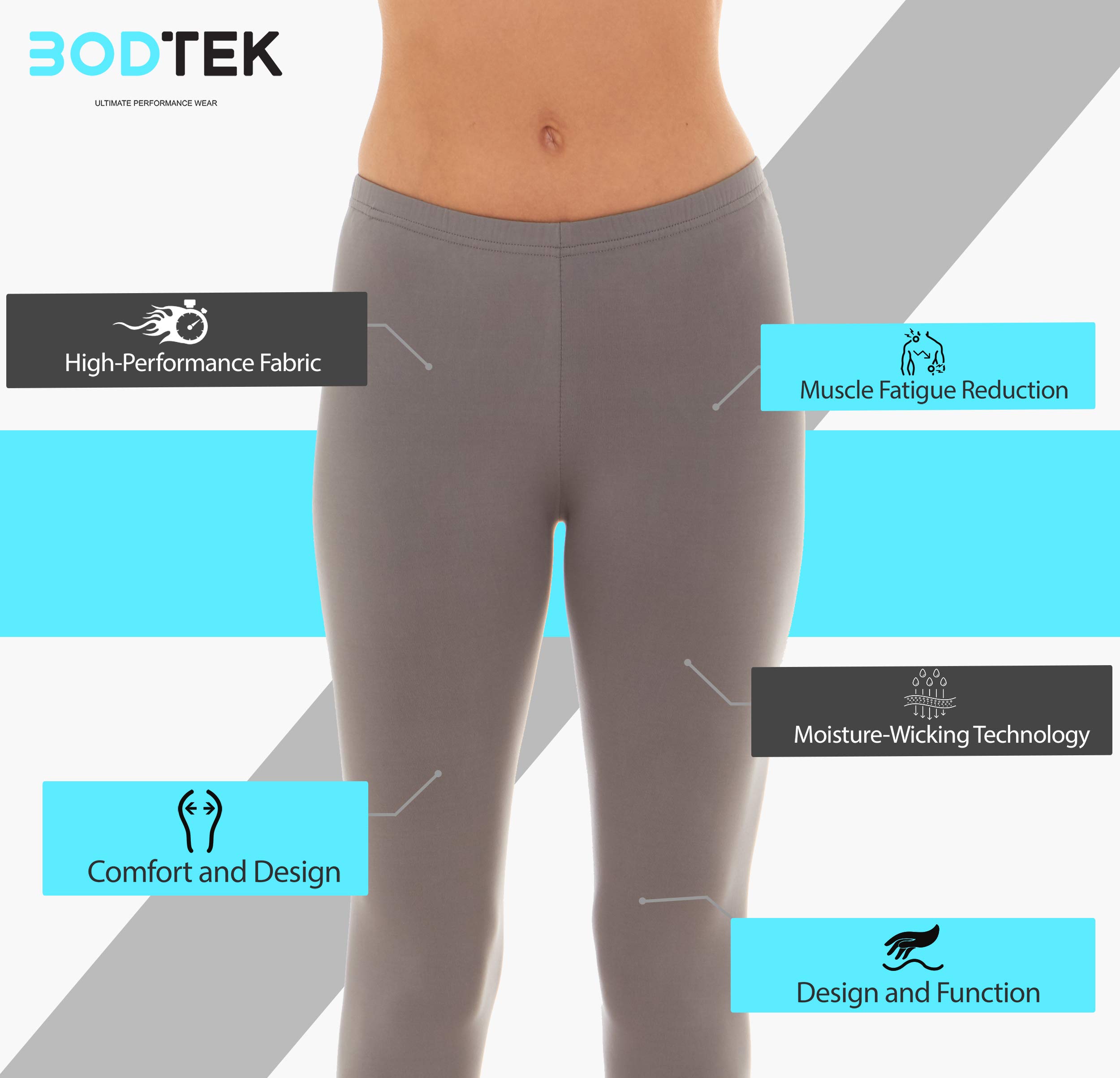 Bodtek Women’s Thermal Underwear Pants Premium Long Johns Fleece Lined Base Layer Bottom (Grey, Medium)