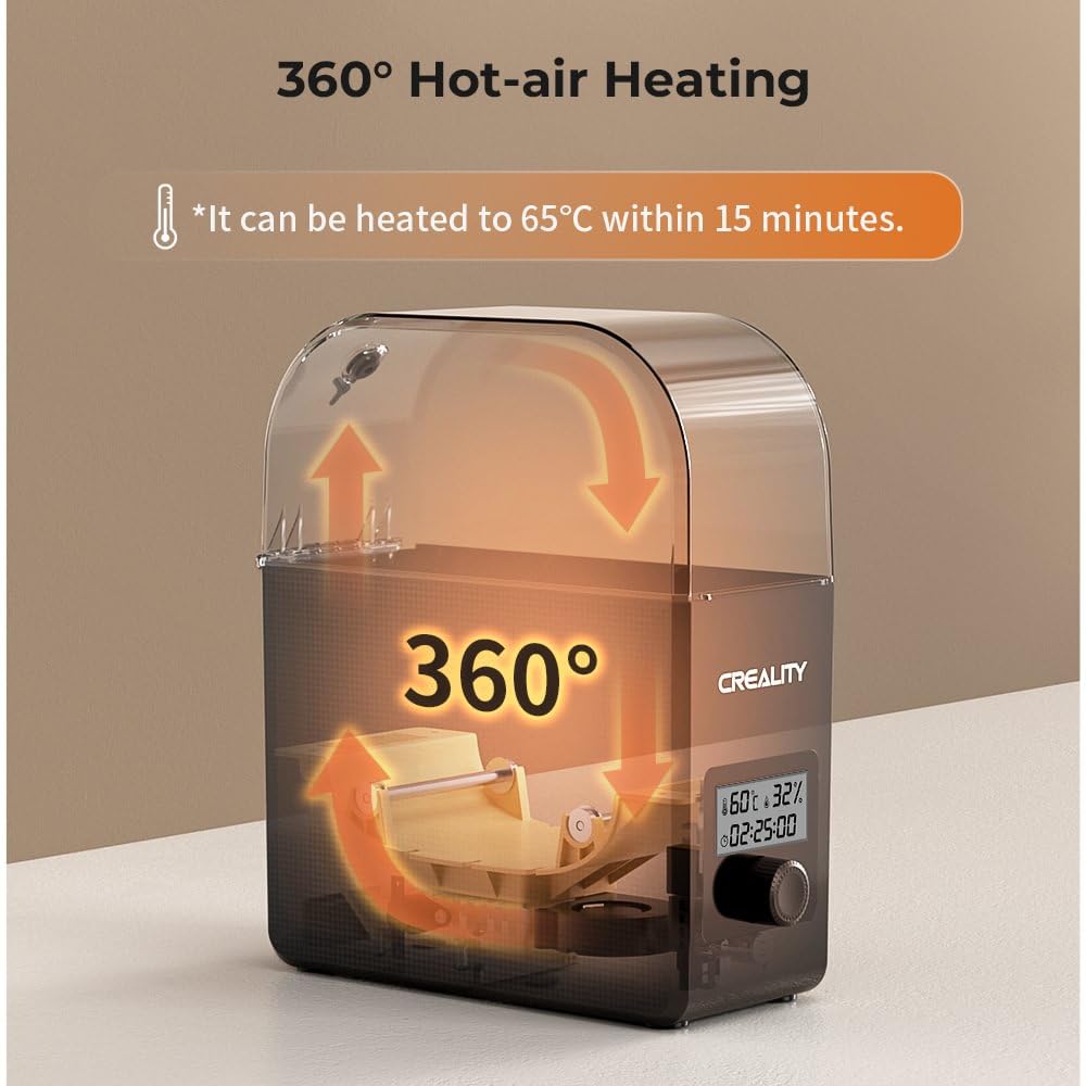 Creality Filament Dryer Box, Temperature Adjustable& 24 Hours Timer Function, Filament Dehydrator Compatible with 1.75/2.85mm PLA PETG ABS Nylon PA Filament