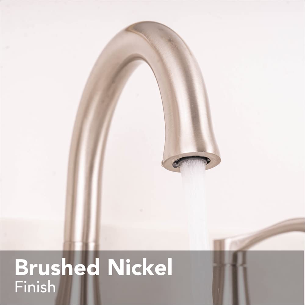 EZ-FLO Bathroom Faucet, Widespread Lavatory Sink Faucet with 2 Handles, Brushed Nickel, 10715