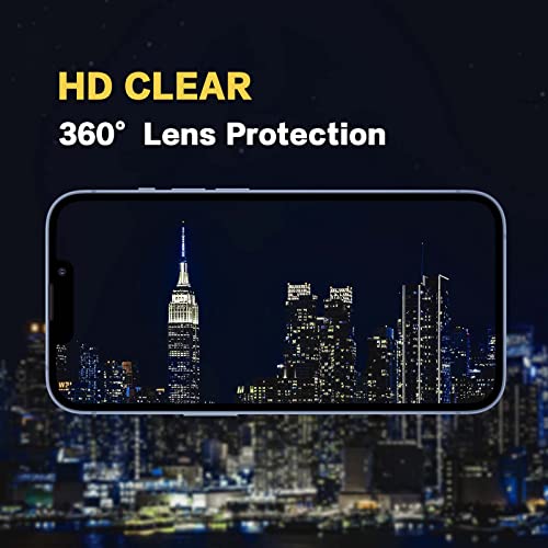 Denyunuo 3 Pack Screen Protector for iPhone 14 Plus 6.7'' with 3 Pack Camera Screen Protector, Ultra HD Clear Tempered Glass, 9H Hardness, Anti-Scratch, Easy Installation Frame, Bubble Free, Case Friendly