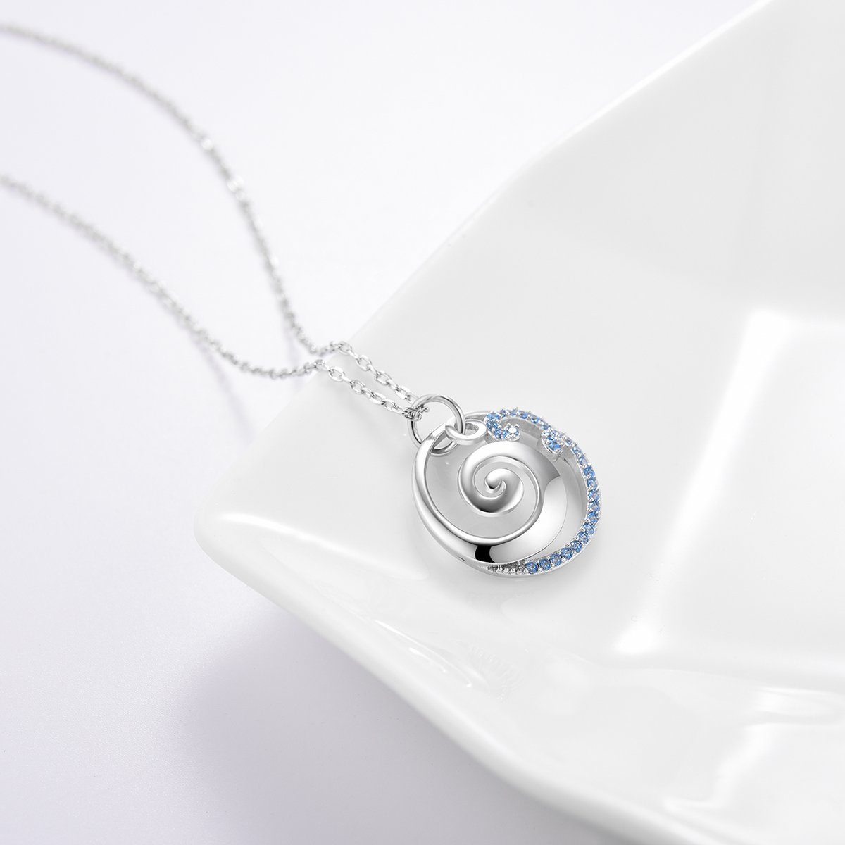 Bellrela 925 Sterling Silver Ocean Wave Pendant Necklace
