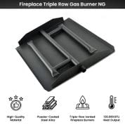 Dreffco 23" Powder Coated Steel Pan for Fire Pit or Fireplace NG - Triple Row Gas Burner Pan & Connection Kit- Specifically for 23" Fire Logs, Easy to Install + Bonus Bag of Glowing Embers