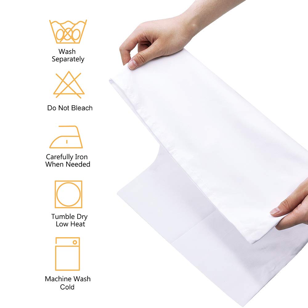 Brushed Microfiber Toddler Pillow Cases 14 x 20, Soft and Cozy Travel Pillowcase, Envelope Closure, White (Pack of 4)