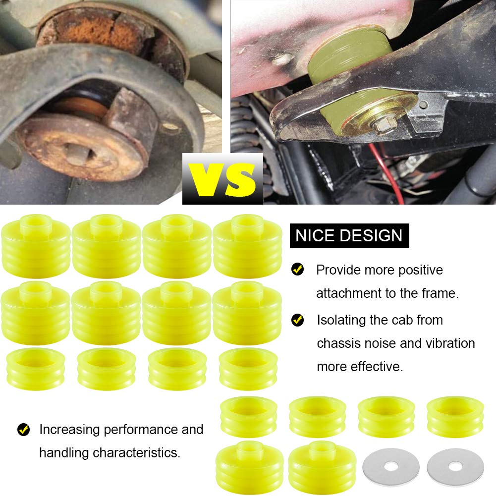 Body Mount Bushing Kit KF04050BK Fits for Ford F250 F350 1998-2018 Polyurethane Body Mounts, OE Replacement (Yellow)