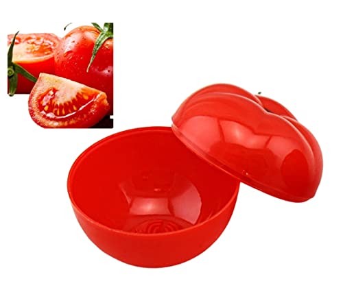 Dependable Industries inc. Essentials Set of 2 Piece Tomato Keeper Saver Container Server Keeps Cut Tomatoes Fresh Longer Odor Concealer Vegetable Holder BPA Free
