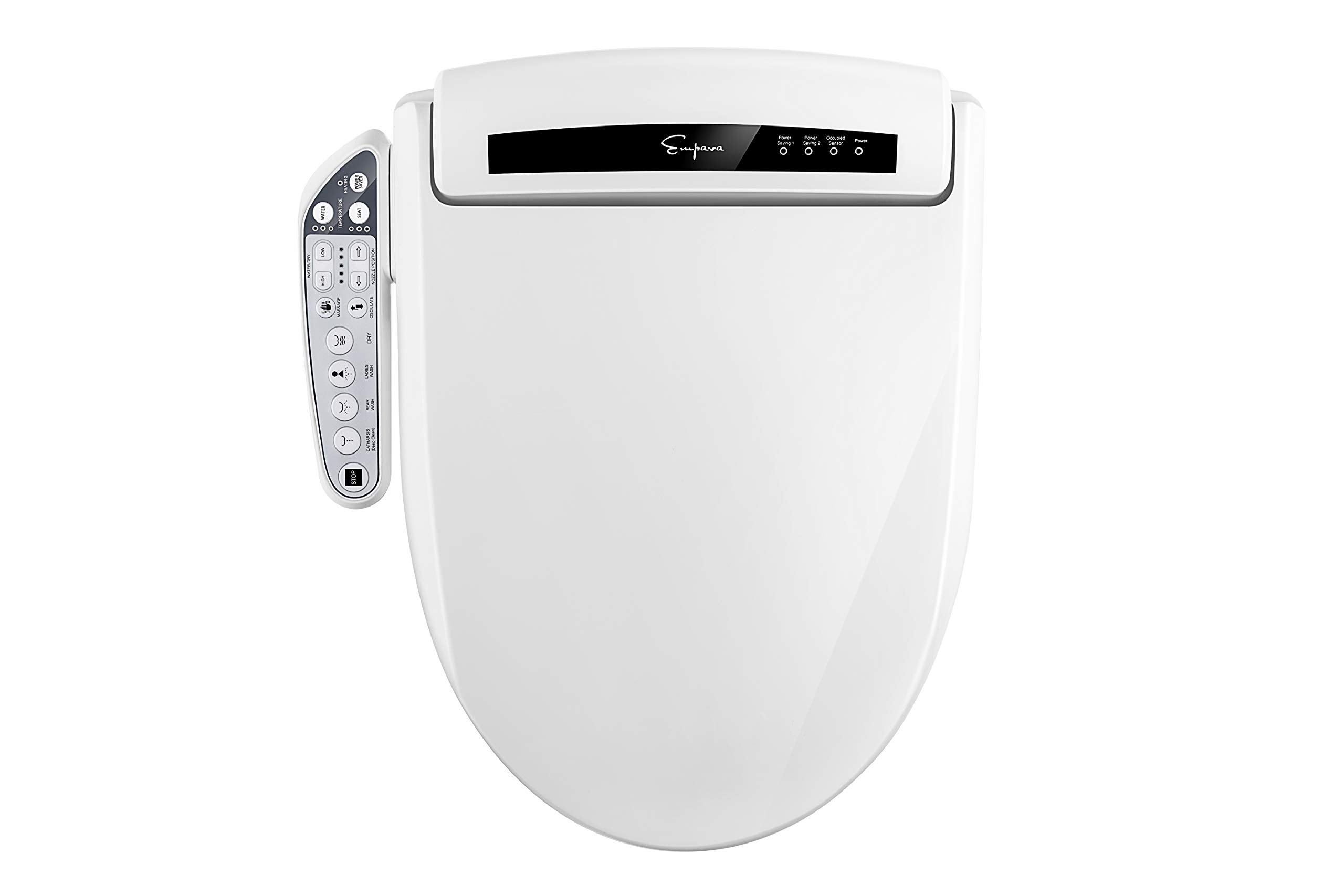 Empava Elongated Smart Bidet Heated Toilet Seat with Warm Air Dryer and Temperature Controlled Wash Functions in White