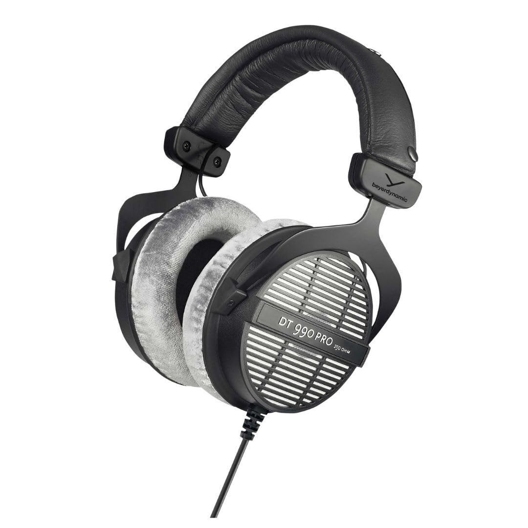 beyerdynamic DT 990 PRO Over-Ear Studio Headphones in black. Open construction, wired (Renewed)