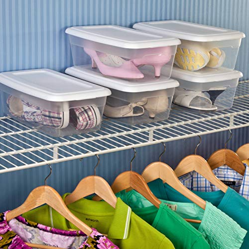 ONE Sterilite 6-Quart Storage Bin Shoe Box - Clear and White