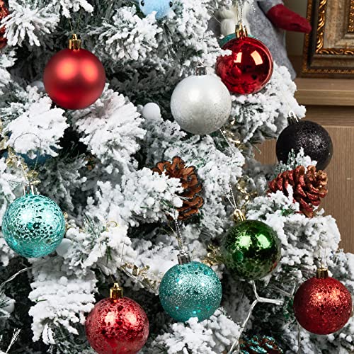 Babigo 20 Pack Christmas Tree Ornaments Set Shatterproof Xmas Balls Baubles Set with Pine Cones Holiday Ornaments Balls for Christmas Decorations (Dark Green, 60mm/2.36")