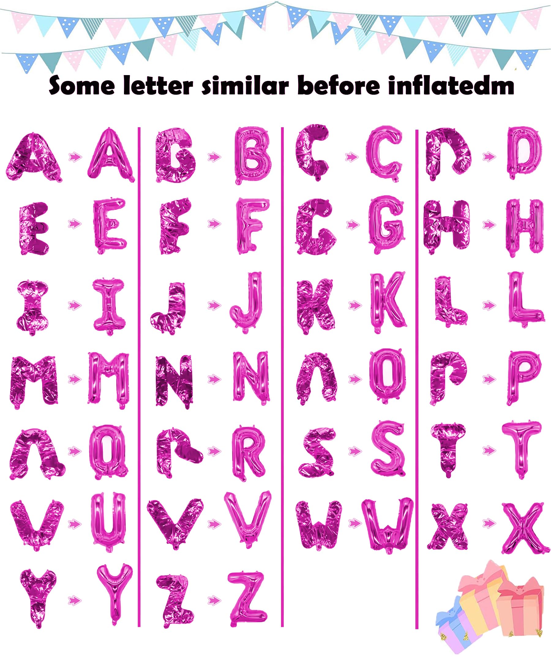 Letter Balloons Foil Mylar Wedding Birthday Bridal Shower Anniversary Celebration Graduation Party Decoration Alphabet (Hot pink)