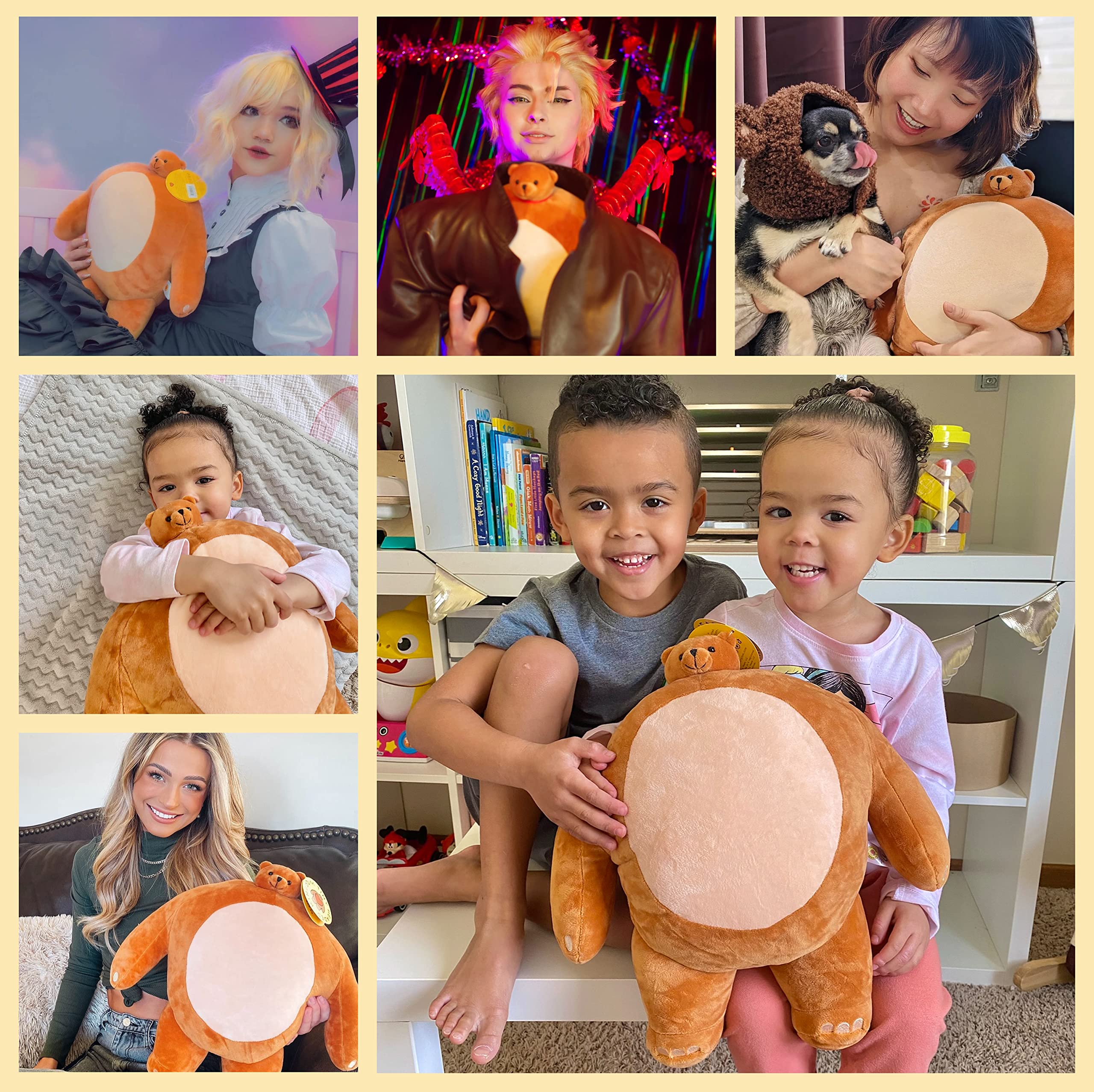 TINY HEADED KINGDOM 15 inch Pip Bear for Girls and Boys, Adorable and Big Plushies, Little Head Bear, Stuffed Animal
