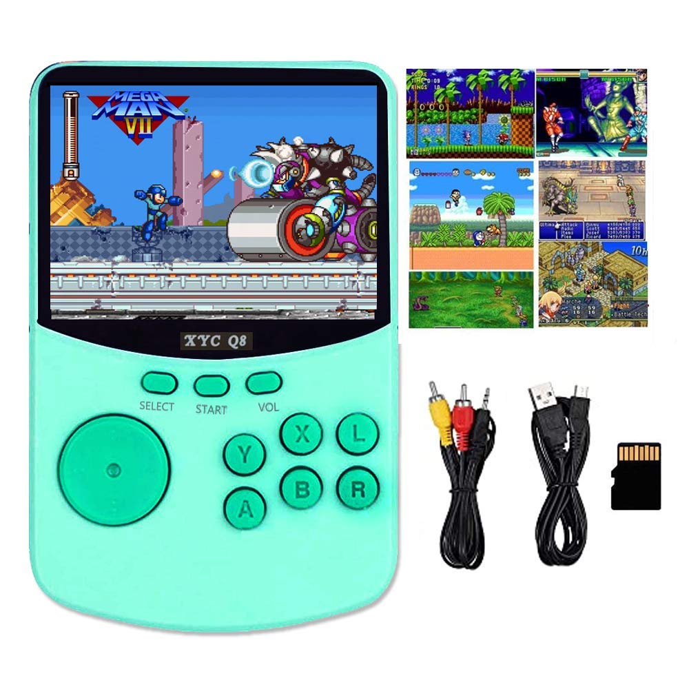 HDStore 2020 New Portable Retro Pocket Video Gaming Console 16bit Game Retro Handheld Video Games Console Support NES SNES MAME MD GBA XYC Q8 Arcade Game - Green Color
