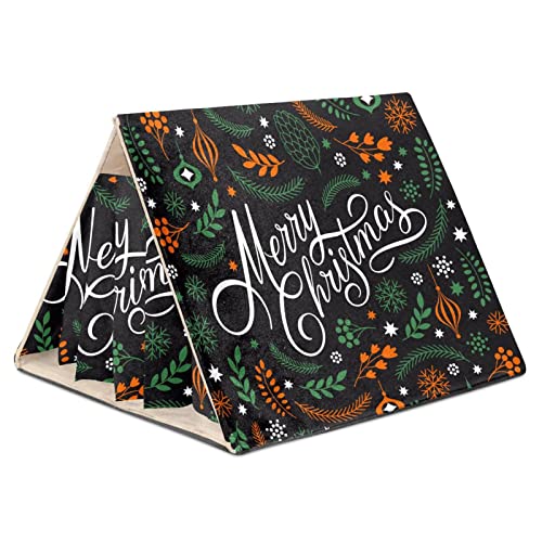 enheng Small Pet Hideout Christmas Pattern Hamster House Guinea Pig Playhouse for Dwarf Rabbits Hedgehogs Chinchillas