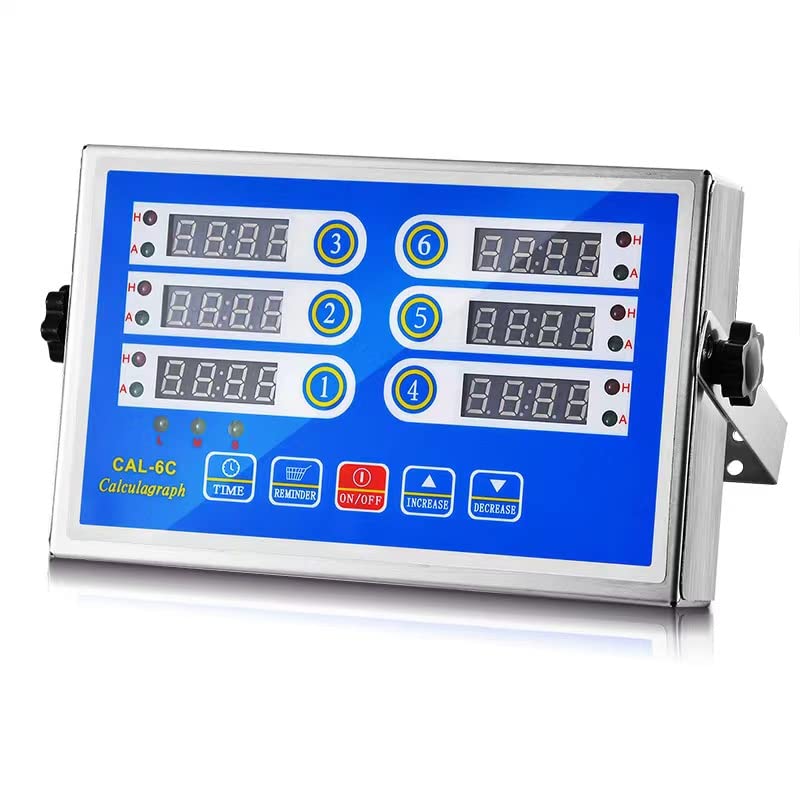 Commercial 6 Channel Timer - DEGOTM Kitchen Stainless Steel 6 Channel Timer Cooking Timers Baked Burger Fried Chicken Loud Alarm Reminder for Restaurant Home Kitchen