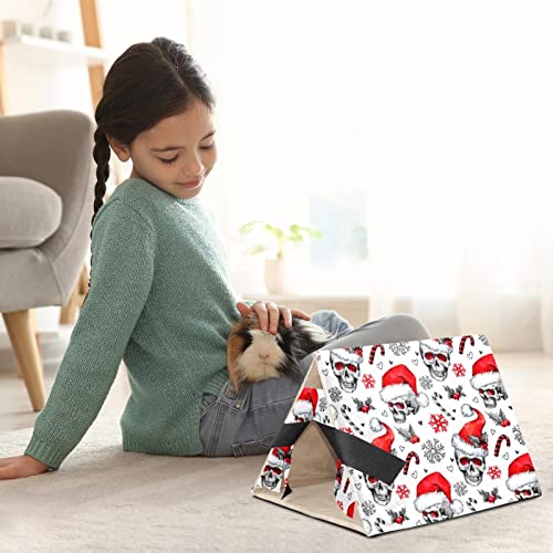enheng Small Pet Hideout Santa Skull Christmas Hamster House Guinea Pig Playhouse for Dwarf Rabbits Hedgehogs Chinchillas