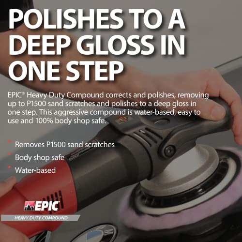 Malco Epic Heavy-Duty Compound - Vehicle Paint Correcting and Polishing Compound/Removes Up to P1500 Sand Scratches/Polishes to Deep Showroom Gloss / 32 Oz. (109032)