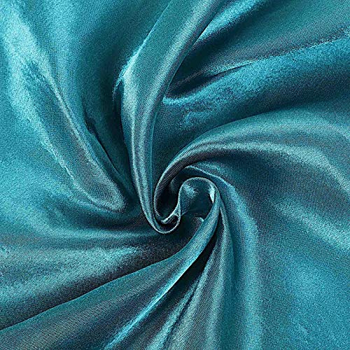 BalsaCircle 108-Inch Teal Round Satin Tablecloth Table Cover Linens for Wedding Party Catering Kitchen Dining Events Kitchen Dining