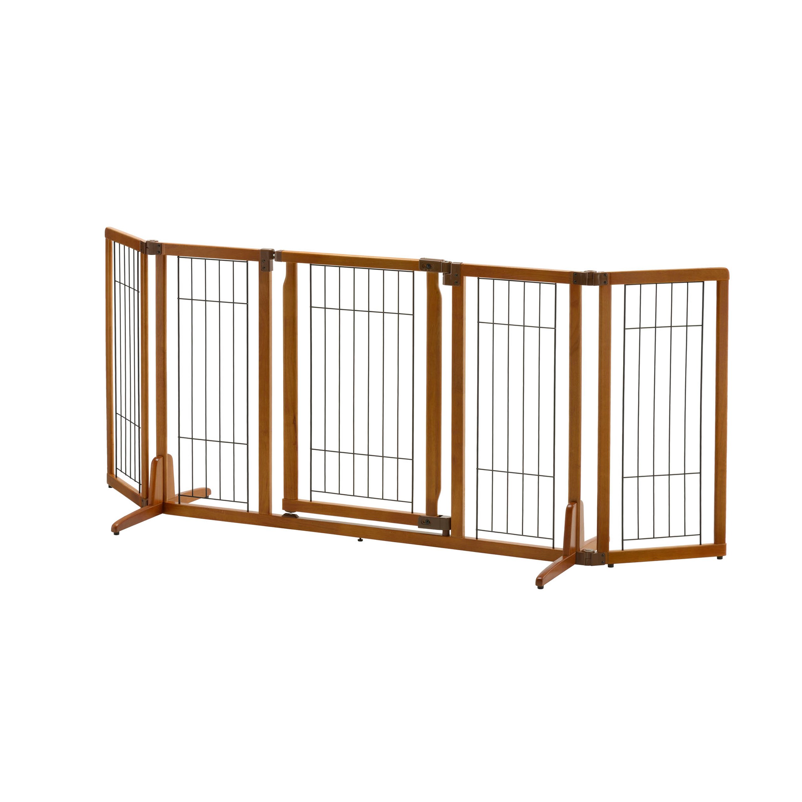 Richell Wide Premium Plus Freestanding Pet Gate with Door, 55" to 84" Wide Dog Gate