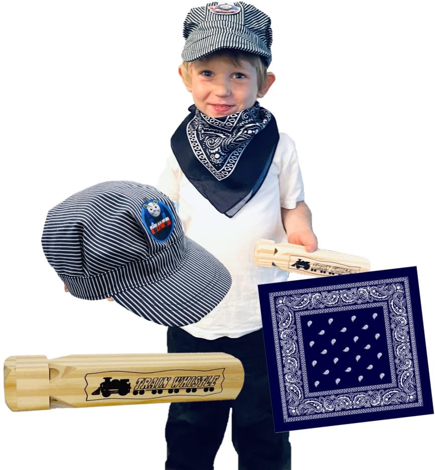 ProductMix Thomas The Train Hat Gift Set with Navy Blue Bandana and Whistle (3 Items) -Toddler/Preschool Boys