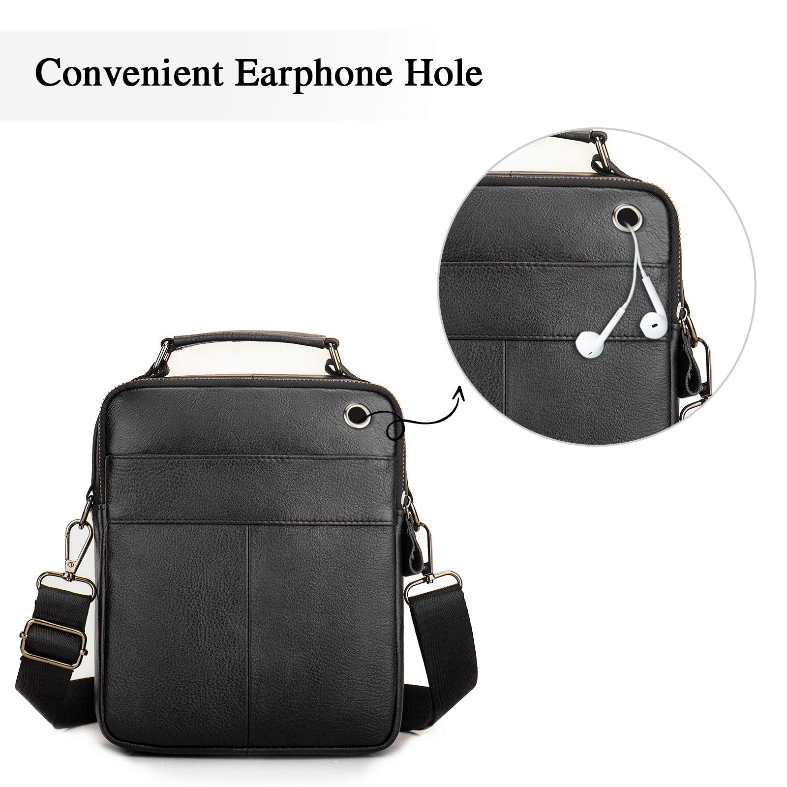 BAIGIO Men's Genuine Leather Crossbody Bag for Men Shoulder Bag Small Messenger Bag Leather Handbag Father's Gift