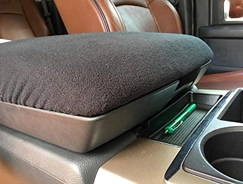 AVOMAR Black Center Console Armrest Soft Pad Protector Cover Compatible with Ford F150 F250 Truck Series 2010-2018 - Black