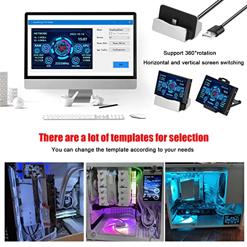 BUZHI 3.5 Inch IPS Display Screen, 3.5 Inch IPS Display Screen USB Secondary Screen Computers CPU GPU RAM D Monitor Time Date Display Horizontal Vertical Screen Switch