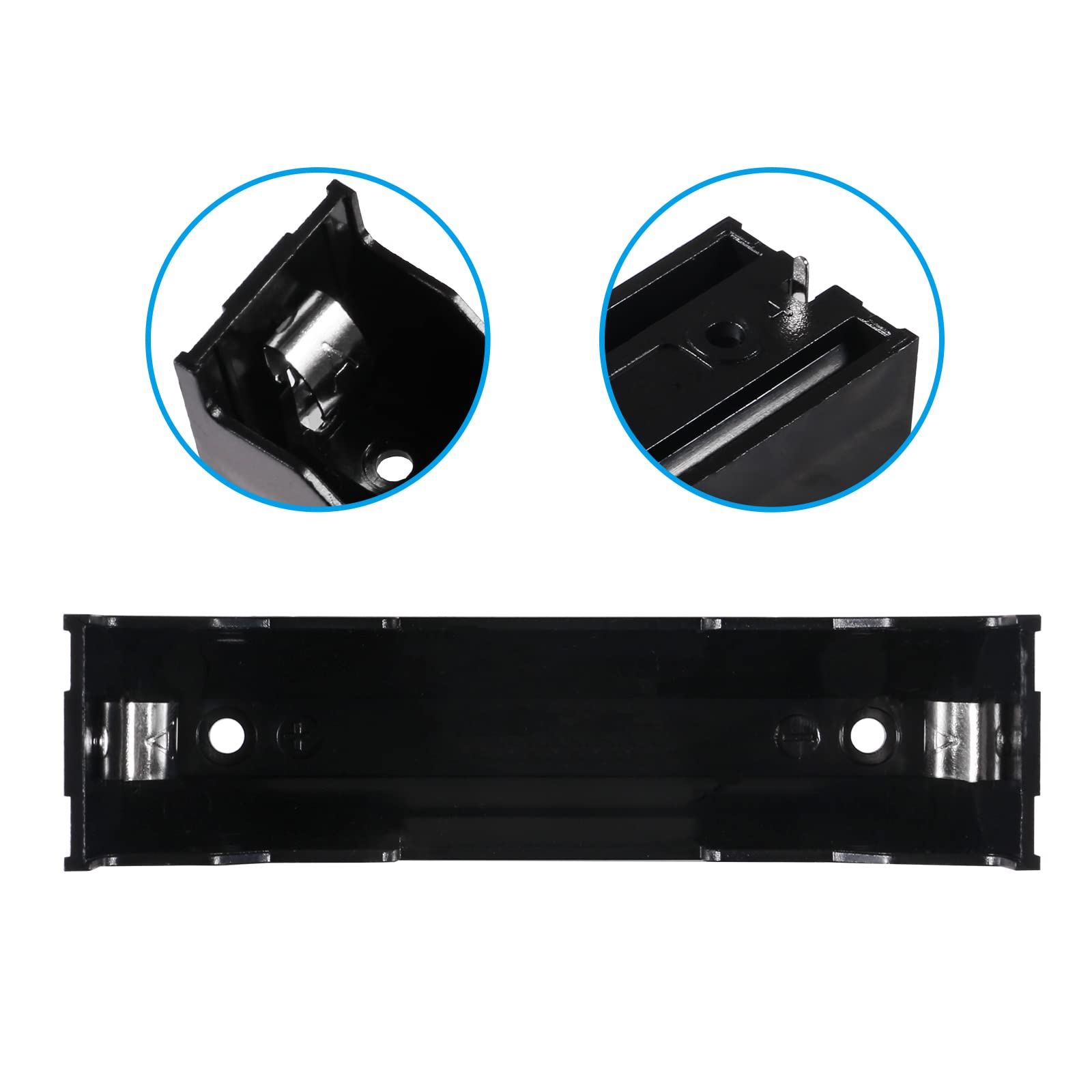 Coliao 8pcs 18650 Battery Case Holder 1 Slots X 3.7V DIY 18650 Battery Storage Box, in Parallel Black Plastic Batteries Clip Box with Pin for DIY Parallel or Series Circuit PCB Projects