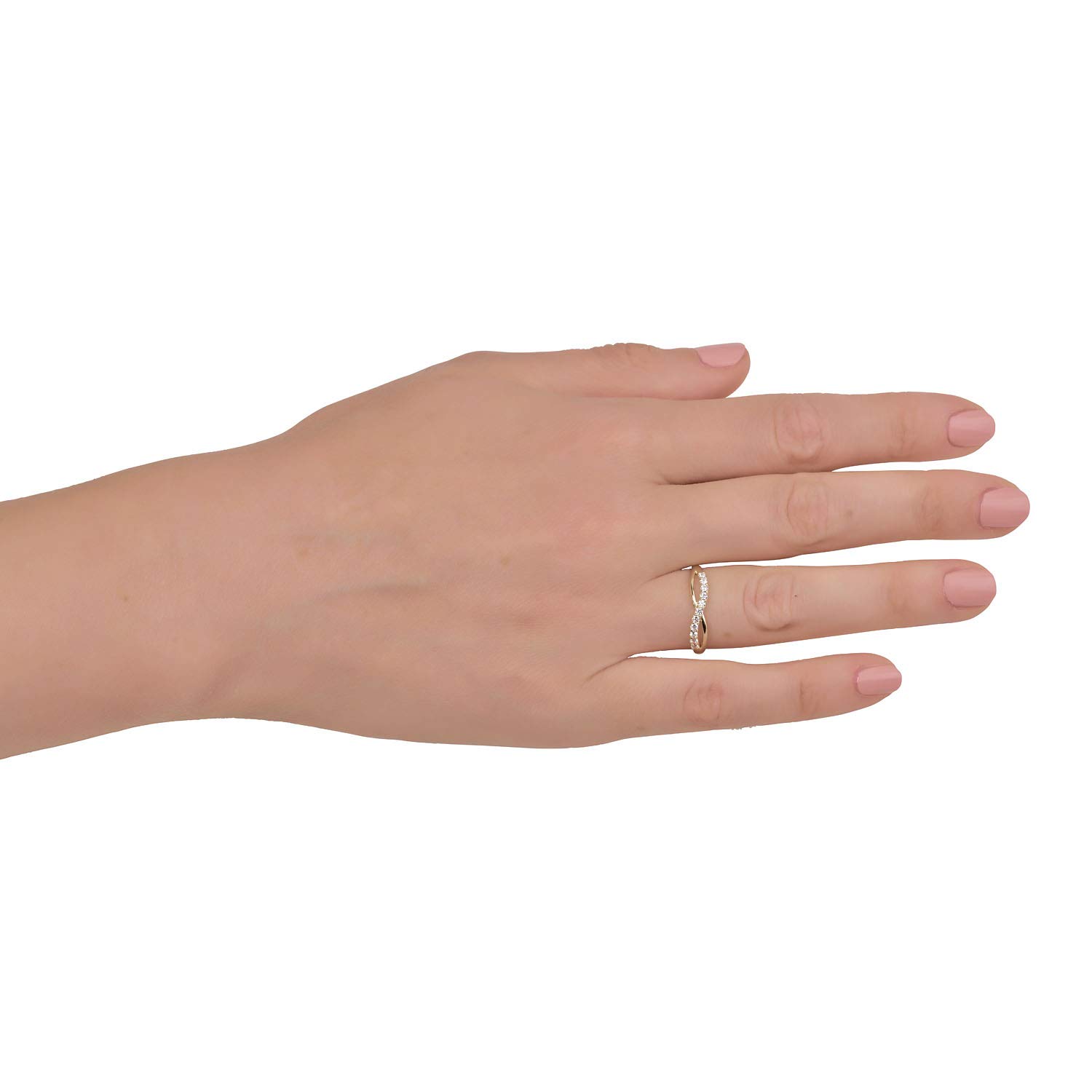 AVORA 10K Yellow Gold Simulated Diamond CZ Cross-over Infinity Twist Band Ring - Size 7