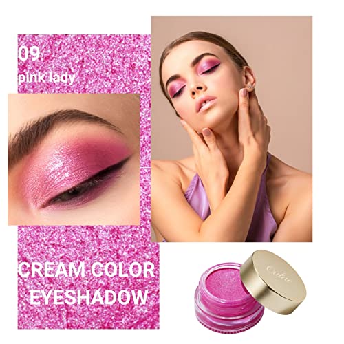 Oulac Hot Pink Glitter Eyeshadow Highly Pigmented Eye Shadow Waterproof & Long Lasting for Women with Moisturizing Smooth Formula. Multi-use for Highlighter, Shimmer Glitter Eye Makeup. Large Capacity 0.42 oz.(09)