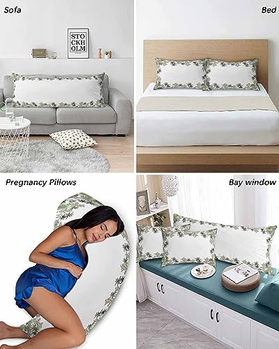 Edwiinsa Tropical Plants Pillow Covers King Standard Set of 2 20x36 Bed Pillow, Summer Lemon Tree Teal Peacock Plush Soft Comfort for Hair/Skin Cooling Pillowcases with Envelop Closure