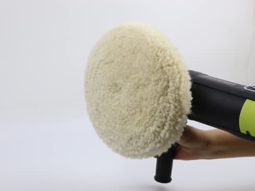 Woolous 7 inch Wool Buffing Pad- Pure Wool polishing Pad Bonnet with Hook and Loop for Car Motorcycle - Furniture Buffer Polisher Sanding