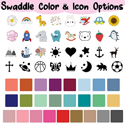 SIMIEEK Personalized Baby Swaddle Blanket Girl Boy Custom Name Receiving Blanket with Bow Headband and Hat Set Customized Baby Gifts