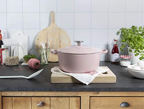 BK Cookware Bourgogne Enameled Cast Iron 7QT Dutch Oven, Dusty Pink