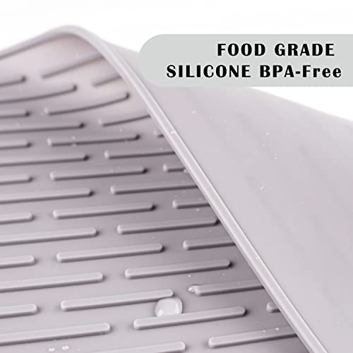 LeMuna Silicone Dish Drying Mat, Kitchen Sink Mat Non-Slip Easy Clean Heat-resistant, Dish Drainer Mat for Kitchen Counter, Sink, Refrigerator or Drawer liner (12" x 16")
