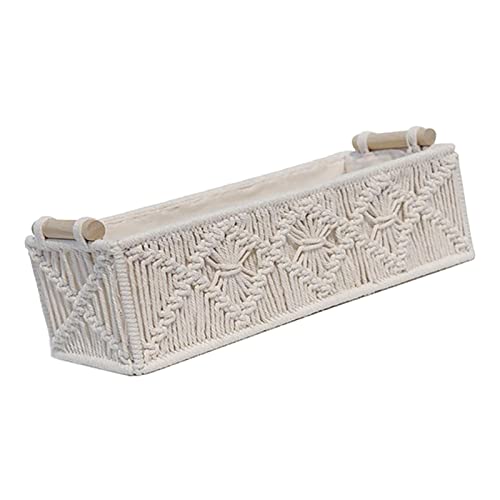 DEPILA Rope Woven Storage Basket, Boho Decor for Home Tabletop Desktop Decoration, L Newsstand