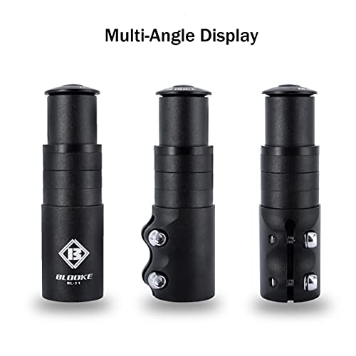 BLOOKE Bike Fork Stem Extender Bicycle Handlebar Stem Riser,Adjustable Aluminium Alloy Head Up Adapter for 1-1/8"Bike Neck Extender Black
