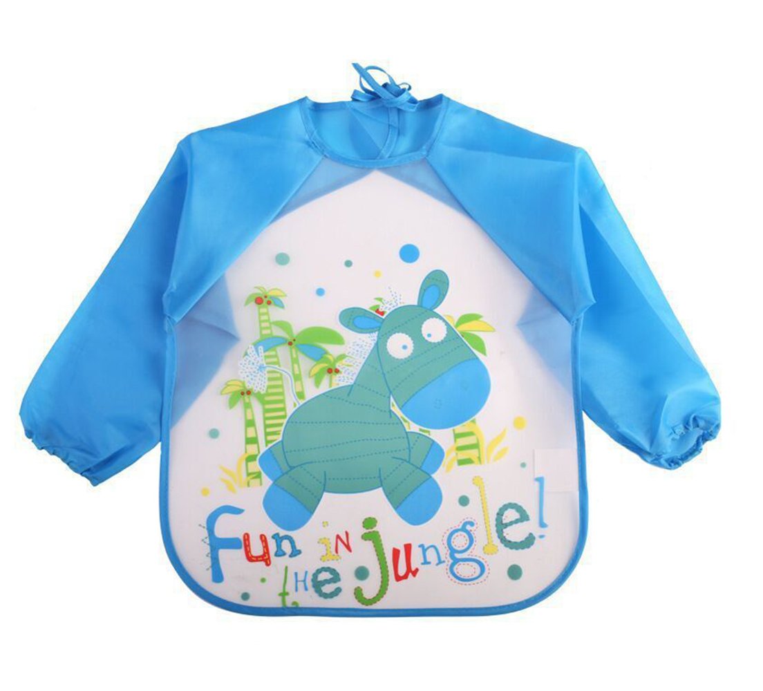 EchoDone 4 Packs Waterproof Children's Art Smock Kids Painting Aprons Long Sleeve Smock for Eating 1-4 Years