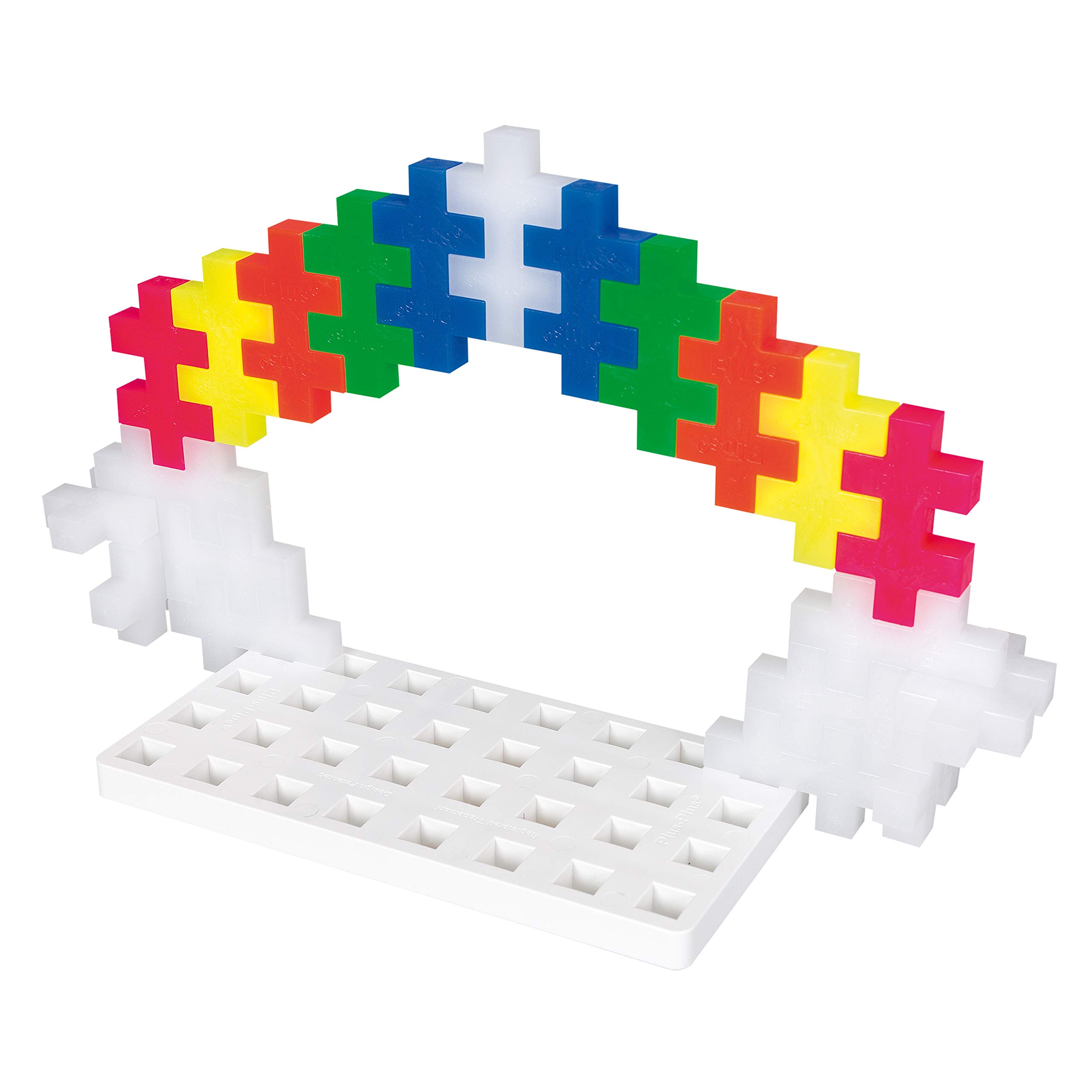 Plus-Plus Big - 200 Big pc in Storage Tub - Basic, Neon and Pastel Mix w/Baseplates - Construction Building Steam Toy, Interlocking Large Puzzle Blocks for Toddlers and Preschool