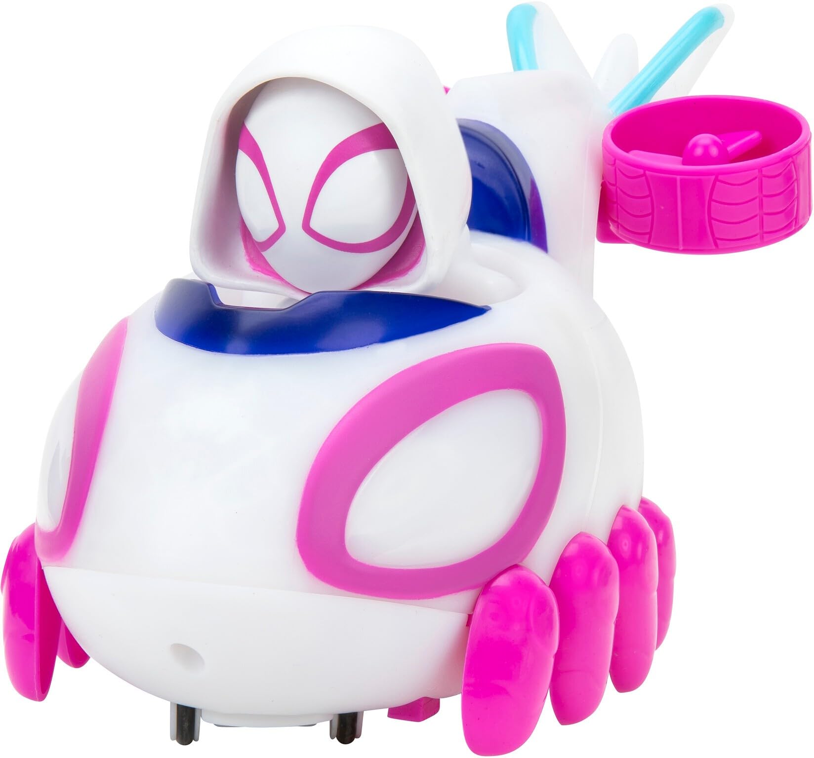Marvel Spidey and His Amazing Friends - Ghost-Spider Glow N’ Go Copter Feature Vehicle, 8-Inch - Lights Show Effect, Sounds, Built-in Super Hero, Manual Propellers