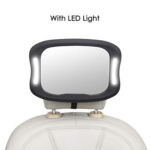 Baby Car Mirror LED Light Adjustable Shatterproof Back Seat Facing Rear Ward View Mirrors FOB Control Headrest Mount Large Angle