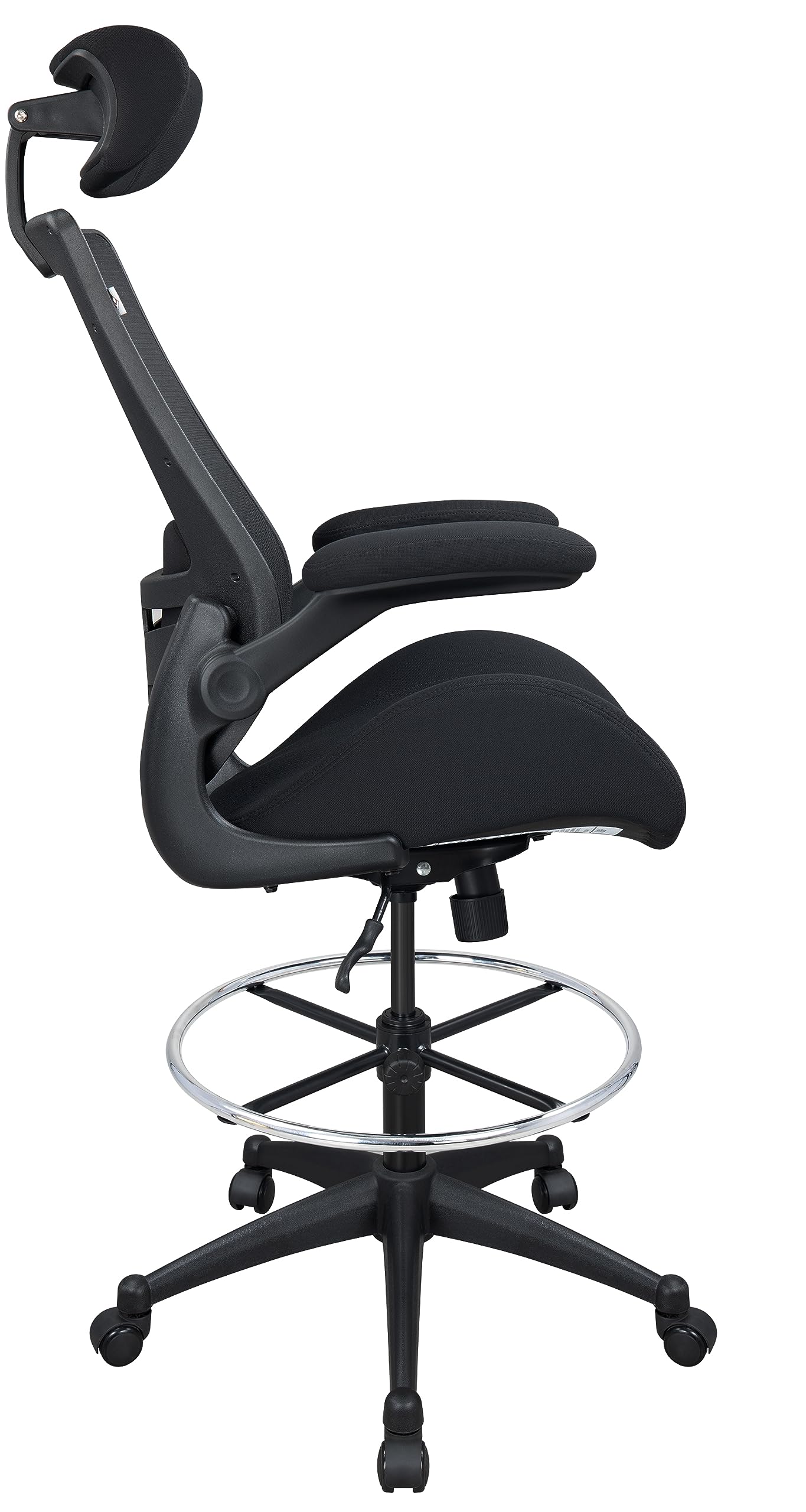 BOLISS 400lbs High-Back Mesh Ergonomic Drafting Chair,Tall Office Chair, Standing Desk Chair,Adjustable Headrest,with Flip-Up Arms,Lumbar Support Swivel Computer Task Chair-Black