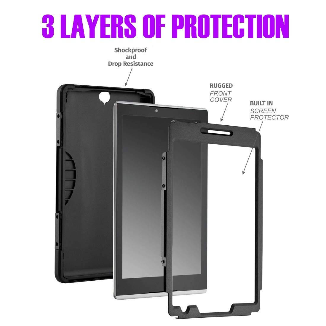 Verizon OEM Rugged Shock Absorbing Impact Protection Case with Built-in Screen Guard for Samsung Galaxy Tab E 9.6" - Black