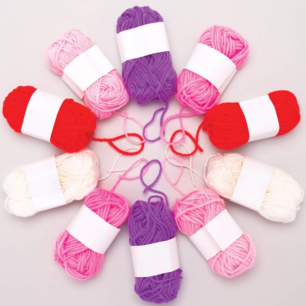 Baker Ross AT374 Wool Pack of 12, Bright Colored Knitting Yarn for Arts and Crafts